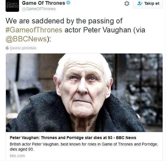 Game of Thrones'un ünlü oyuncusu hayatını kaybetti! - Vatan Gazetesi ...