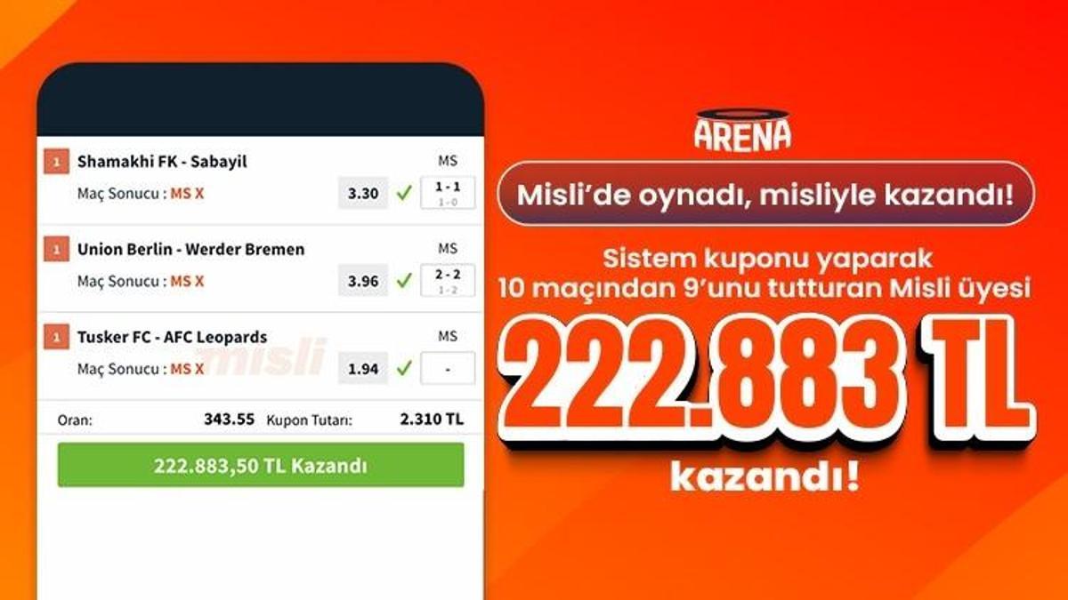 Sistem kuponu oynadı, 10 maçından 9’unu bilerek 222.883 TL kazandı ...